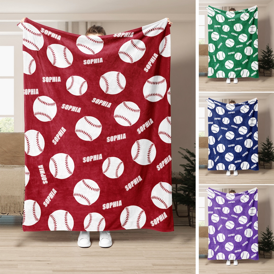 Personalized Baseball Blanket, Softball Blanket, Custom Name Soft Cozy ...