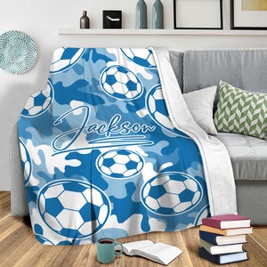Personalized Soccer Blanket, Soccer Pattern Soft Cozy Sherpa Fleece ...