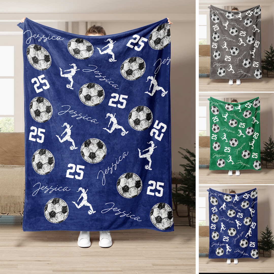 Personalized Soccer Blanket, Custom Soccer Girl Soft Cozy Sherpa Fleece ...