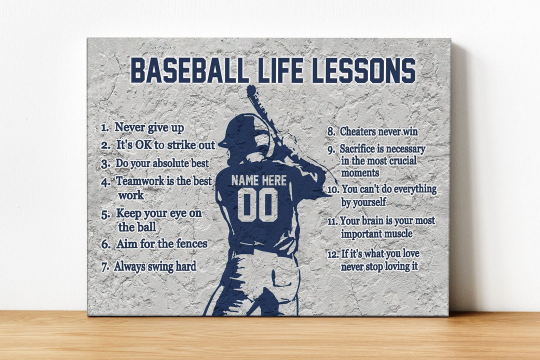 Personalized Baseball Poster/canvas, Baseball Life Lessons Wall Art ...