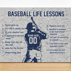 Personalized Baseball Poster/canvas, Baseball Life Lessons Wall Art ...