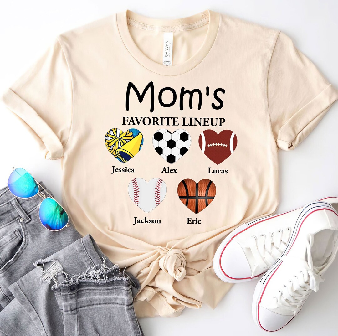Personalized Sports Mom T Shirt Moms Favorite Lineup Etsy
