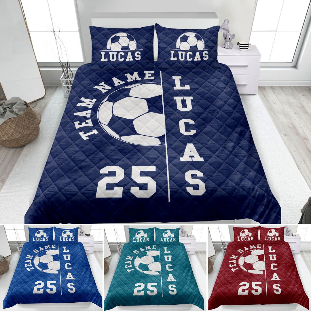 Personalized Soccer Quilt Set, Soccer Quilt Blanket & Pillowcases ...