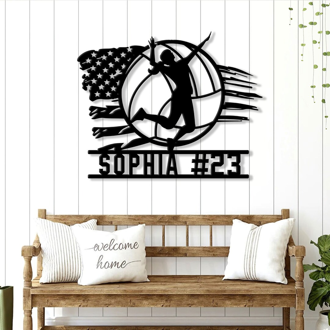 Personalized Volleyball Metal Sign, Volleyball Girl Sign, Custom Name ...