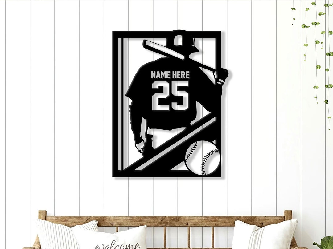 Personalized Baseball Metal Sign, Baseball Player Sign, Custom Name ...