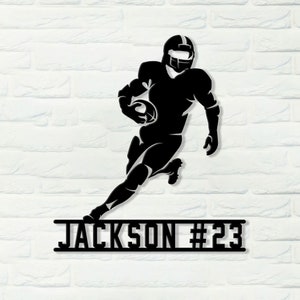 Personalized Football Metal Sign, Football Player Sign, Custom Name ...