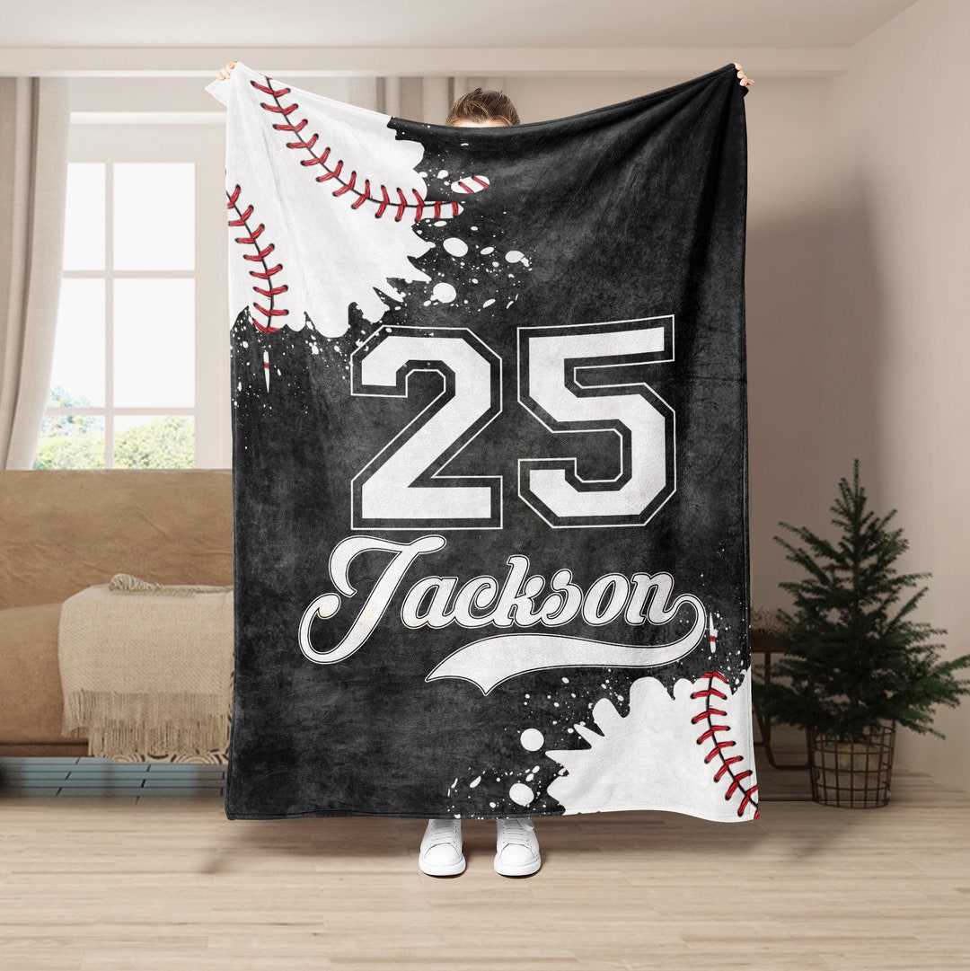 Personalized Baseball Blanket, Baseball Watercolor Soft Cozy Sherpa ...