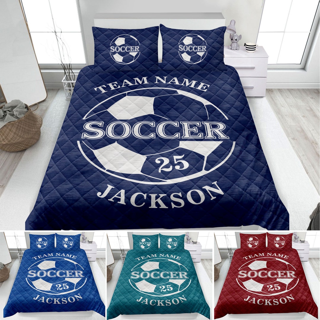 Personalized Soccer Quilt Set, Soccer Quilt Blanket & Pillowcases ...