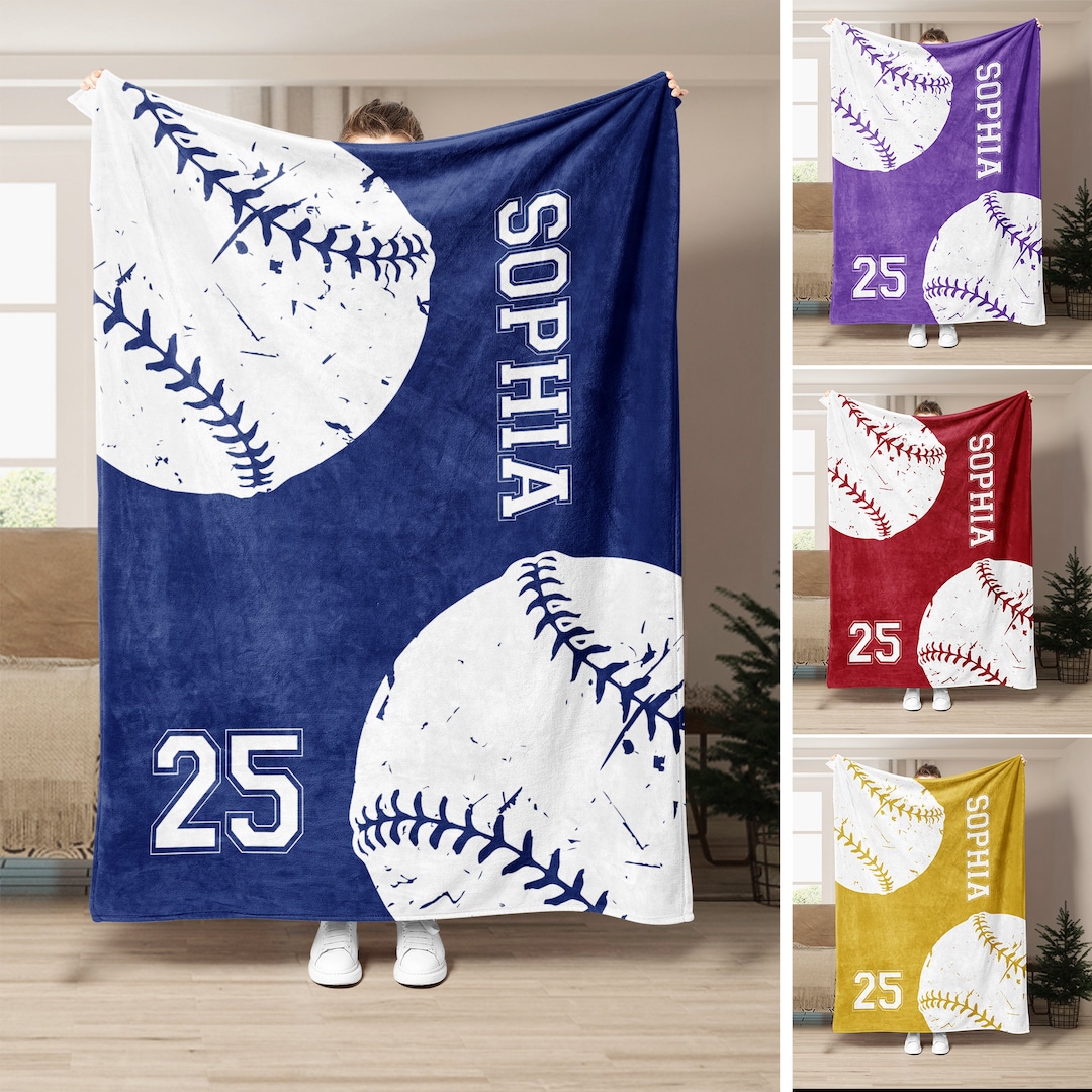 Personalized Softball Blanket Custom Name Number Soft Cozy - Etsy