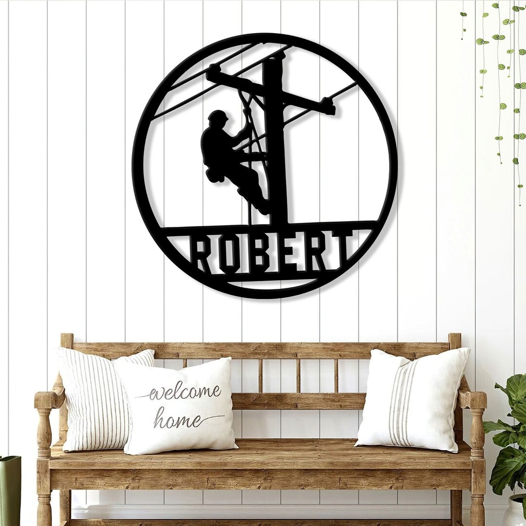 Personalized Lineman Metal Sign, Electrical Worker Sign, Custom Name ...
