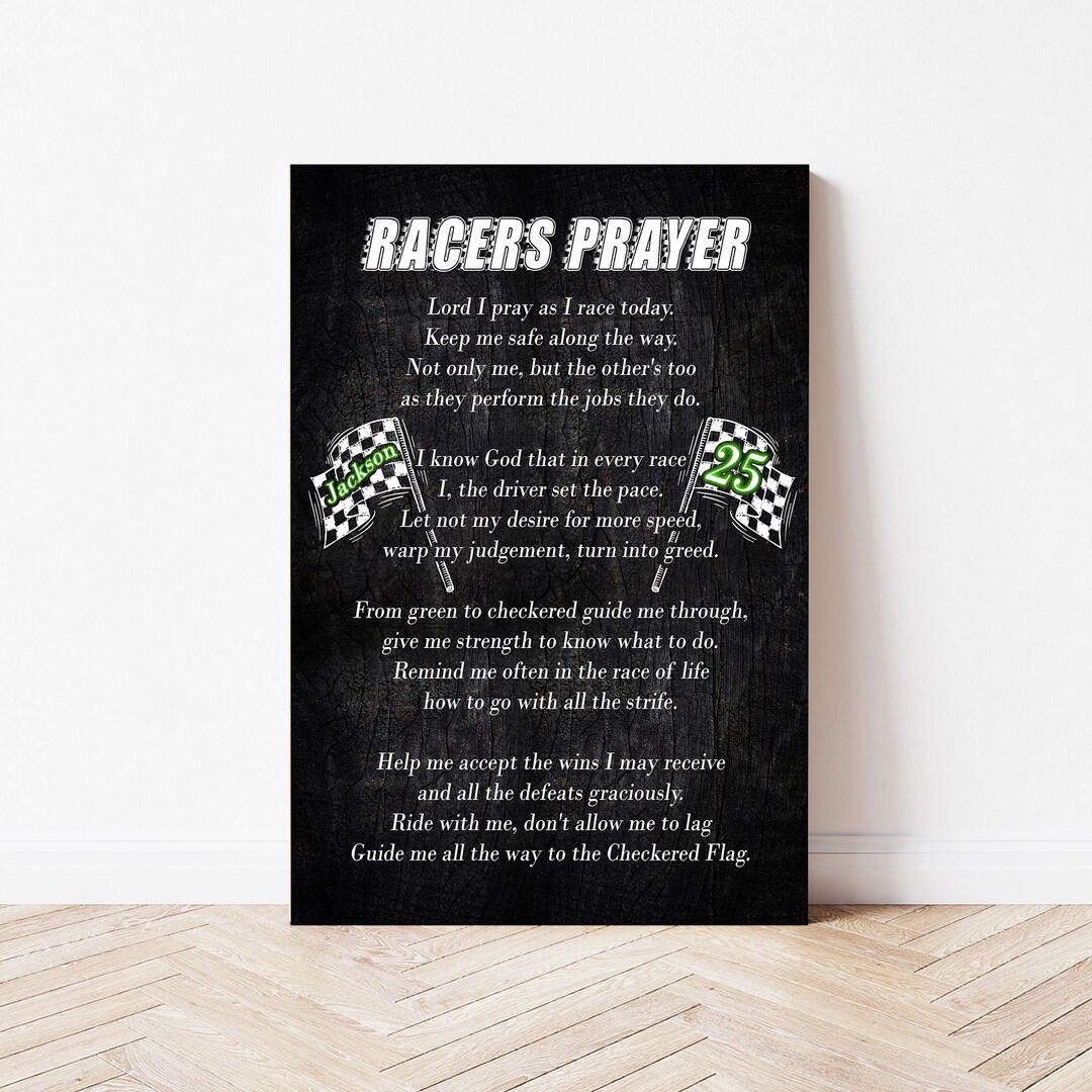 Personalized Racing Poster/canvas Racer's Prayer Wall Art - Etsy