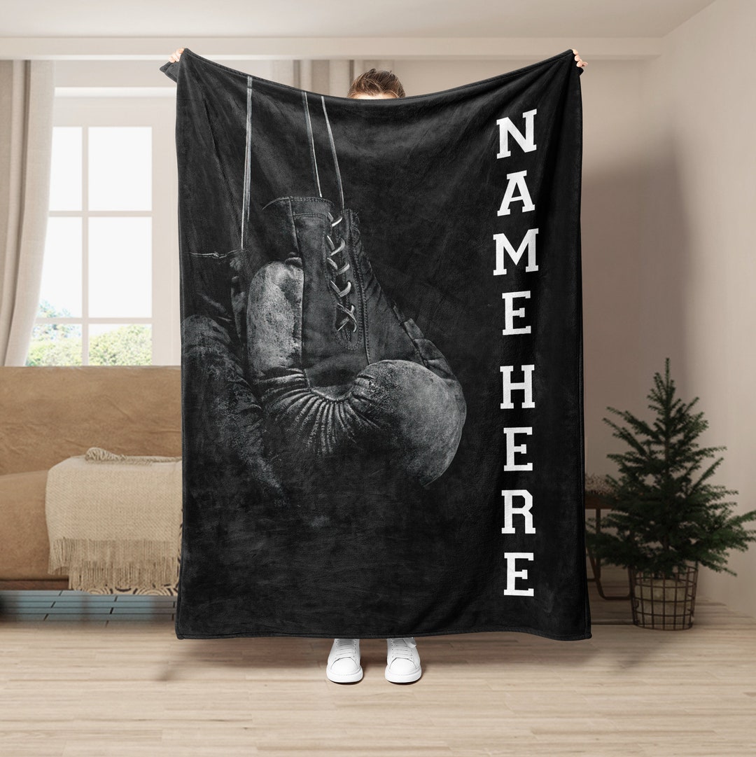 Personalized Boxing Blanket, Boxing Gloves Soft Cozy Sherpa Fleece ...
