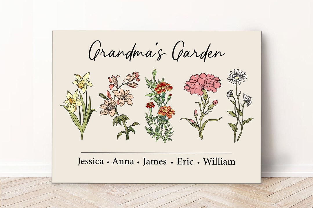 Personalized Birth Flower Poster/canvas Grandma's Garden - Etsy