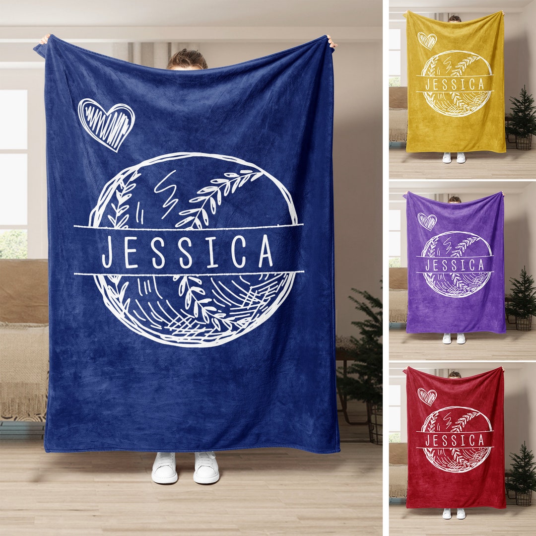 Personalized Softball Blanket Custom Name Number Soft Cozy - Etsy