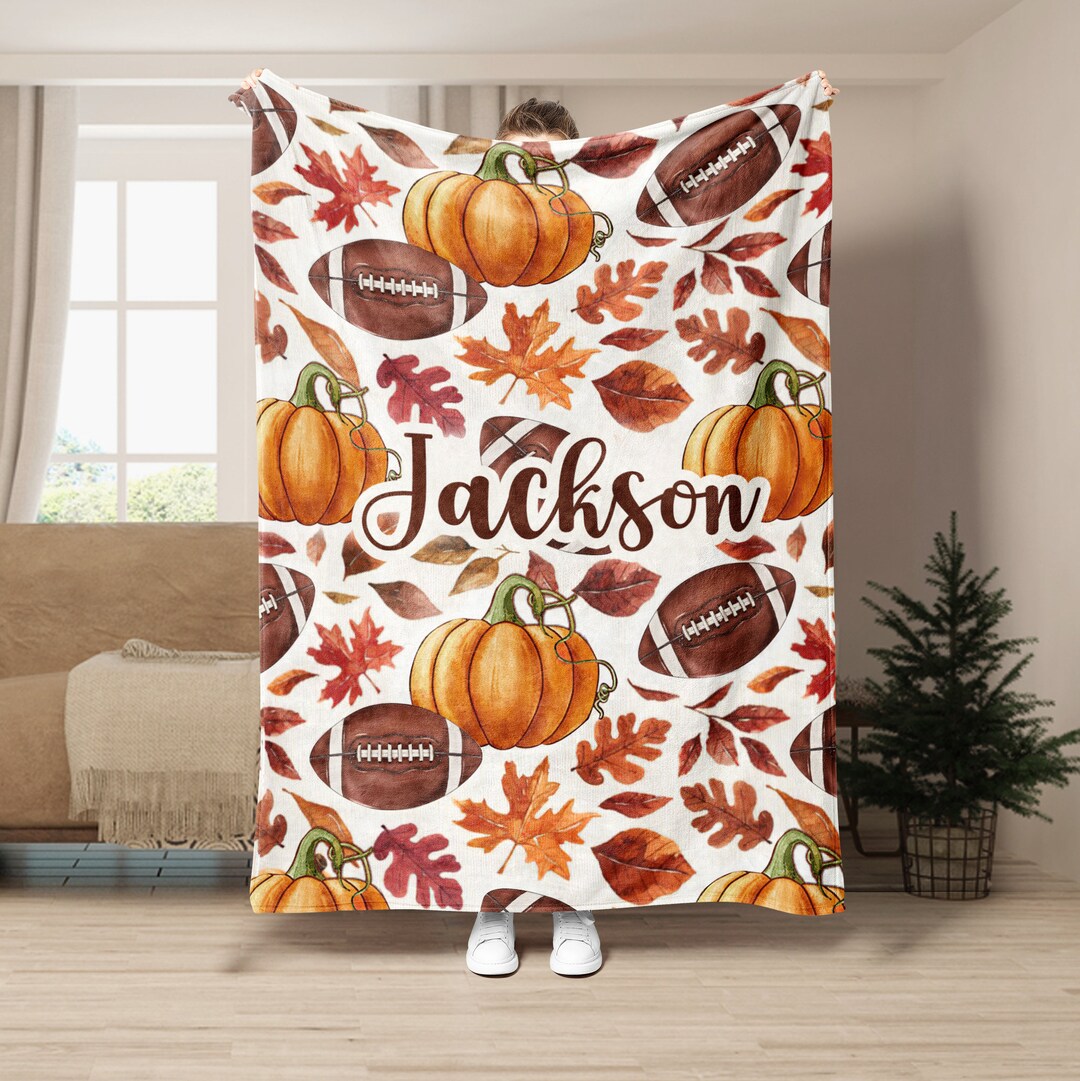 Personalized Football Fall Blanket Football Pumpkin Spice - Etsy