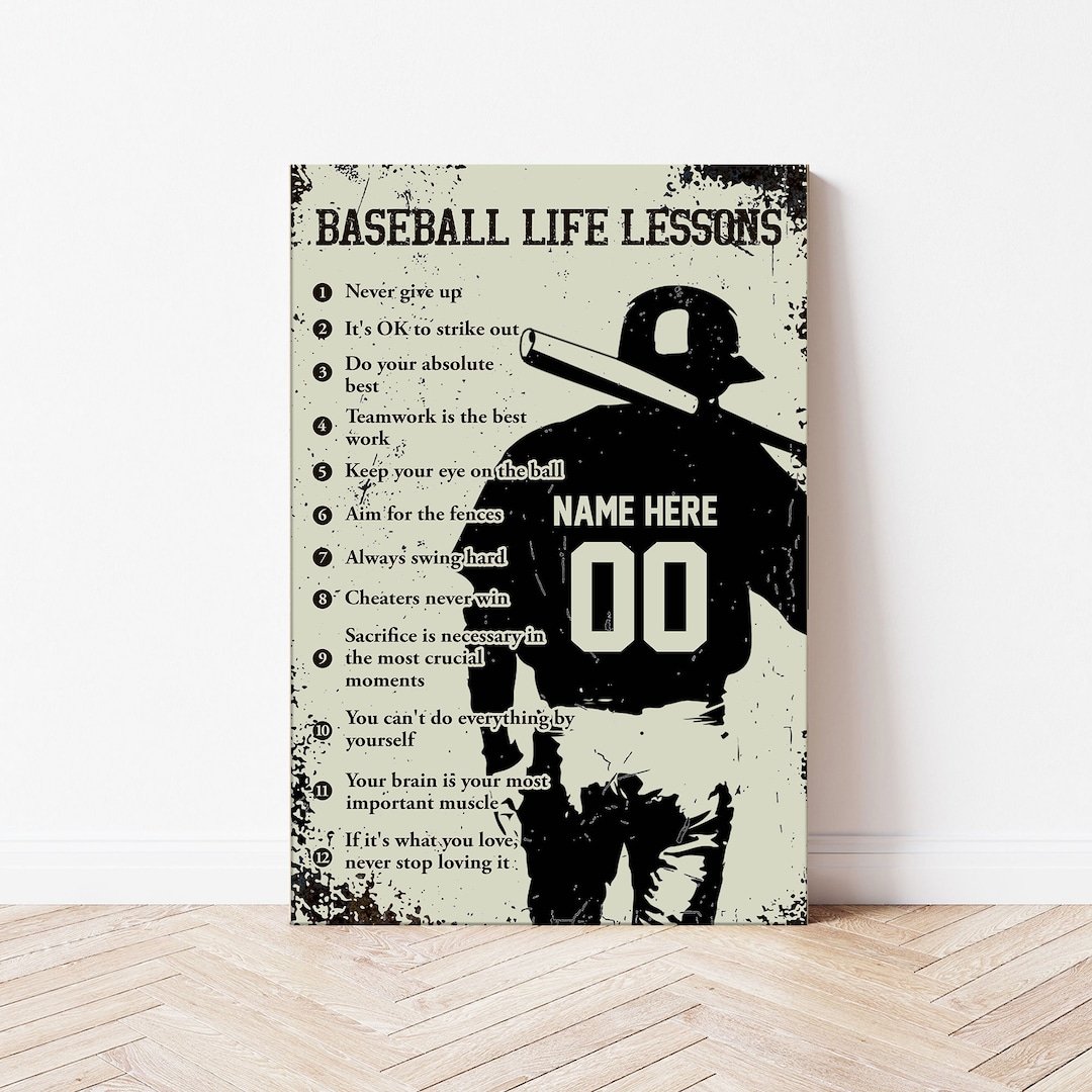 Personalized Baseball Poster/canvas, Baseball Life Lessons Wall Art ...