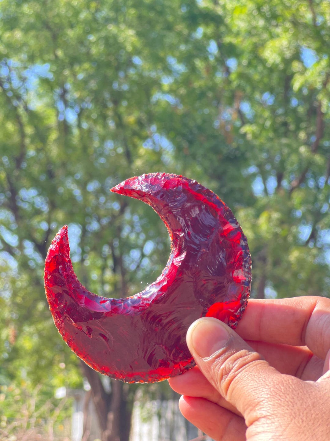 Red Obsidian Glass Moon Crystal Healing Stone Crescent Moon Shape ...
