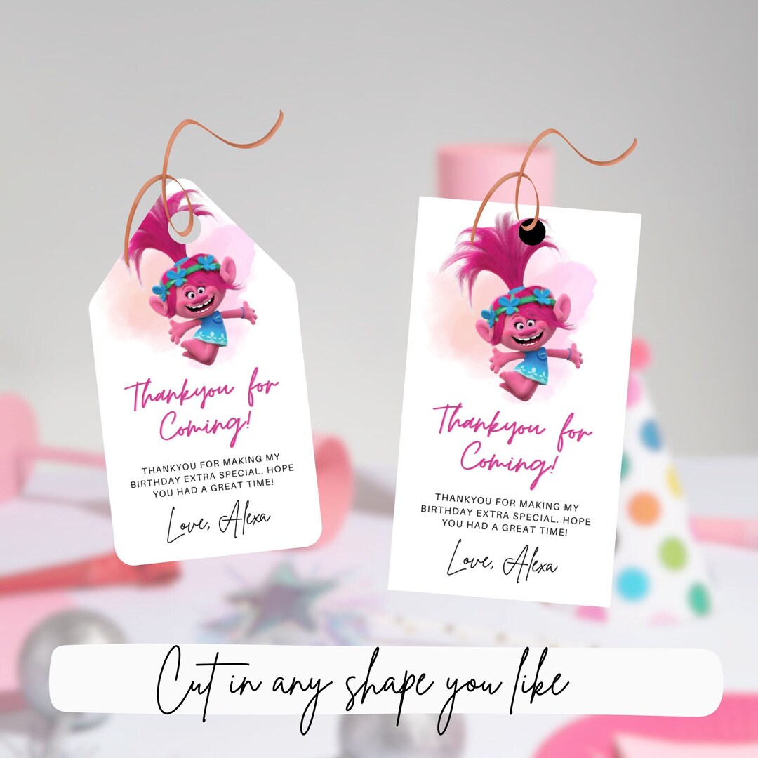 Princess Poppy, Trolls Birthday Thank You Tags Party Favor Trolls ...