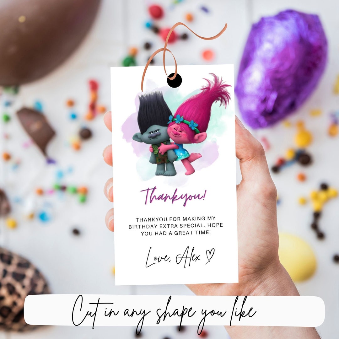 Branch Poppy Trolls, Trolls Birthday Thank You Tags Party Favor Trolls ...