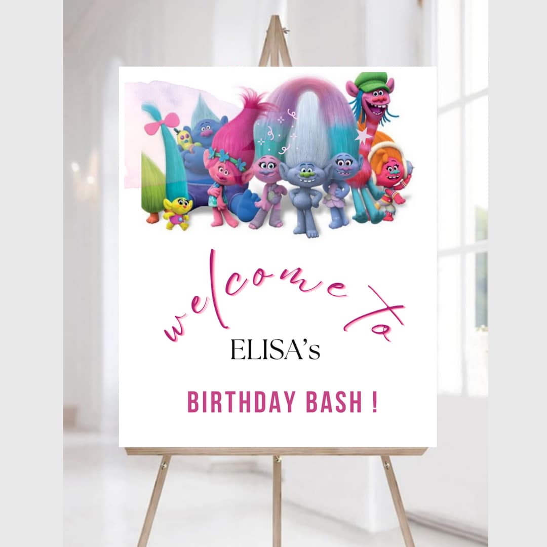 Welcome Trolls, Trolls Birthday Welcome Sign, Minimalist Trolls ...
