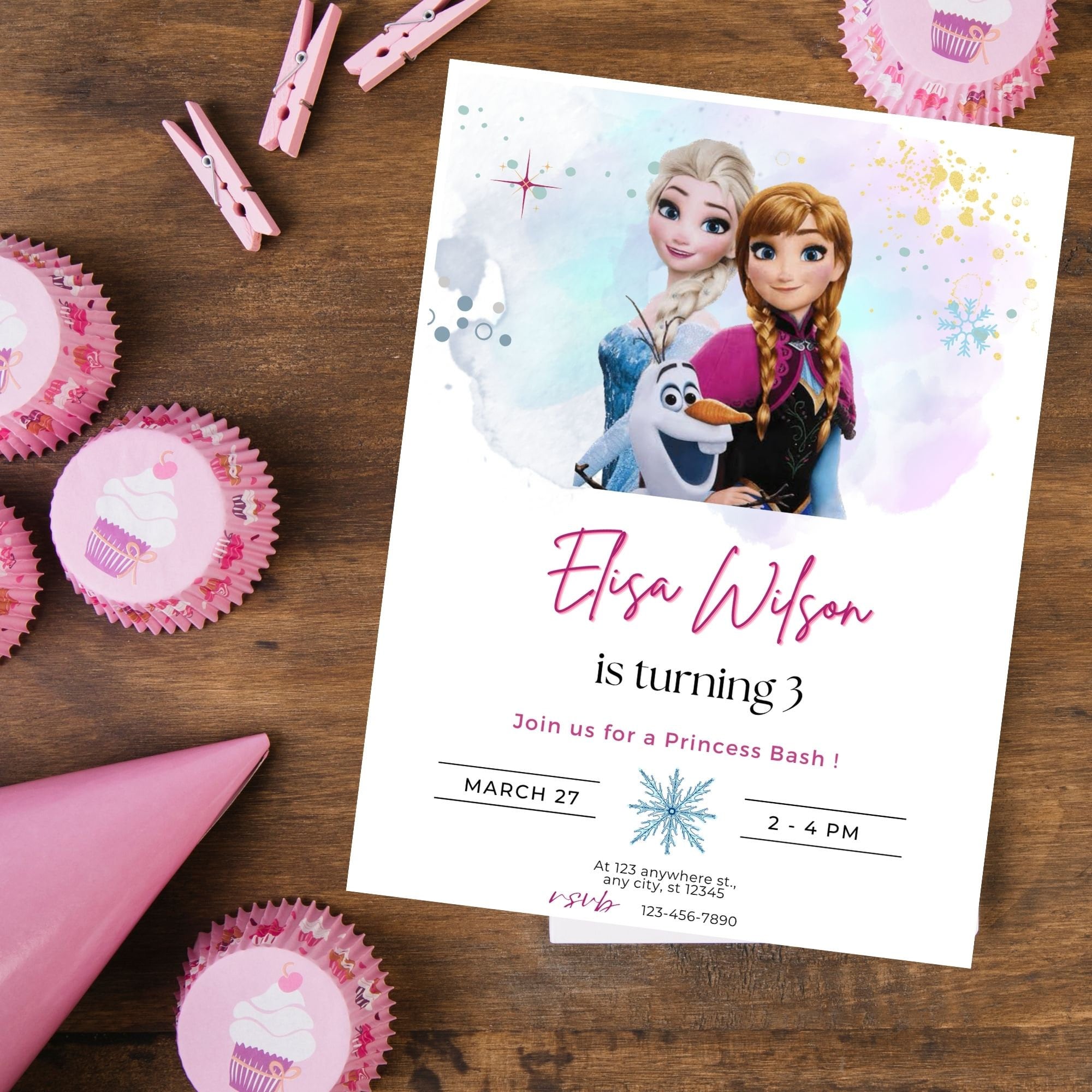 Princess Birthday, Princess Anna Invite, Olaf Frozen Birthday ...