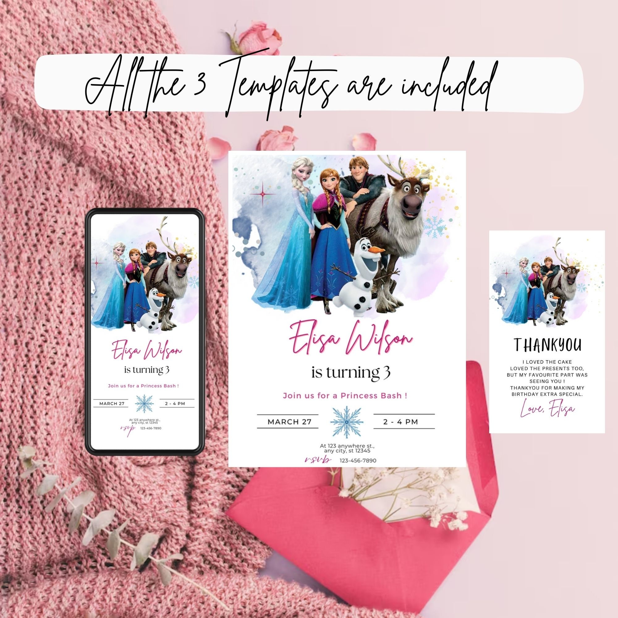 Frozen Birthday Invitation, Princess Elsa Evite, Princess Birthday ...