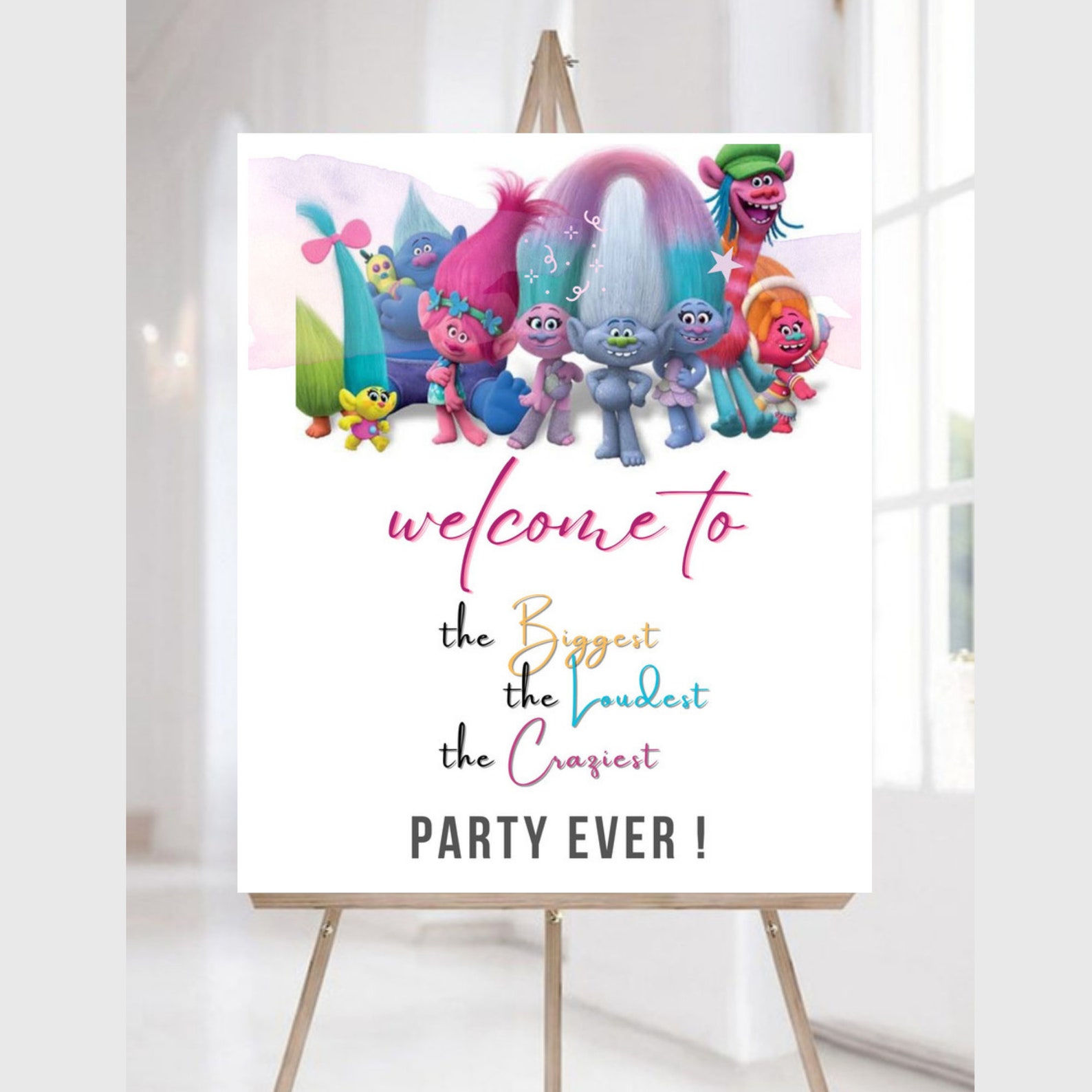 Welcome Trolls, Trolls Birthday Welcome Sign, Minimalist Trolls ...