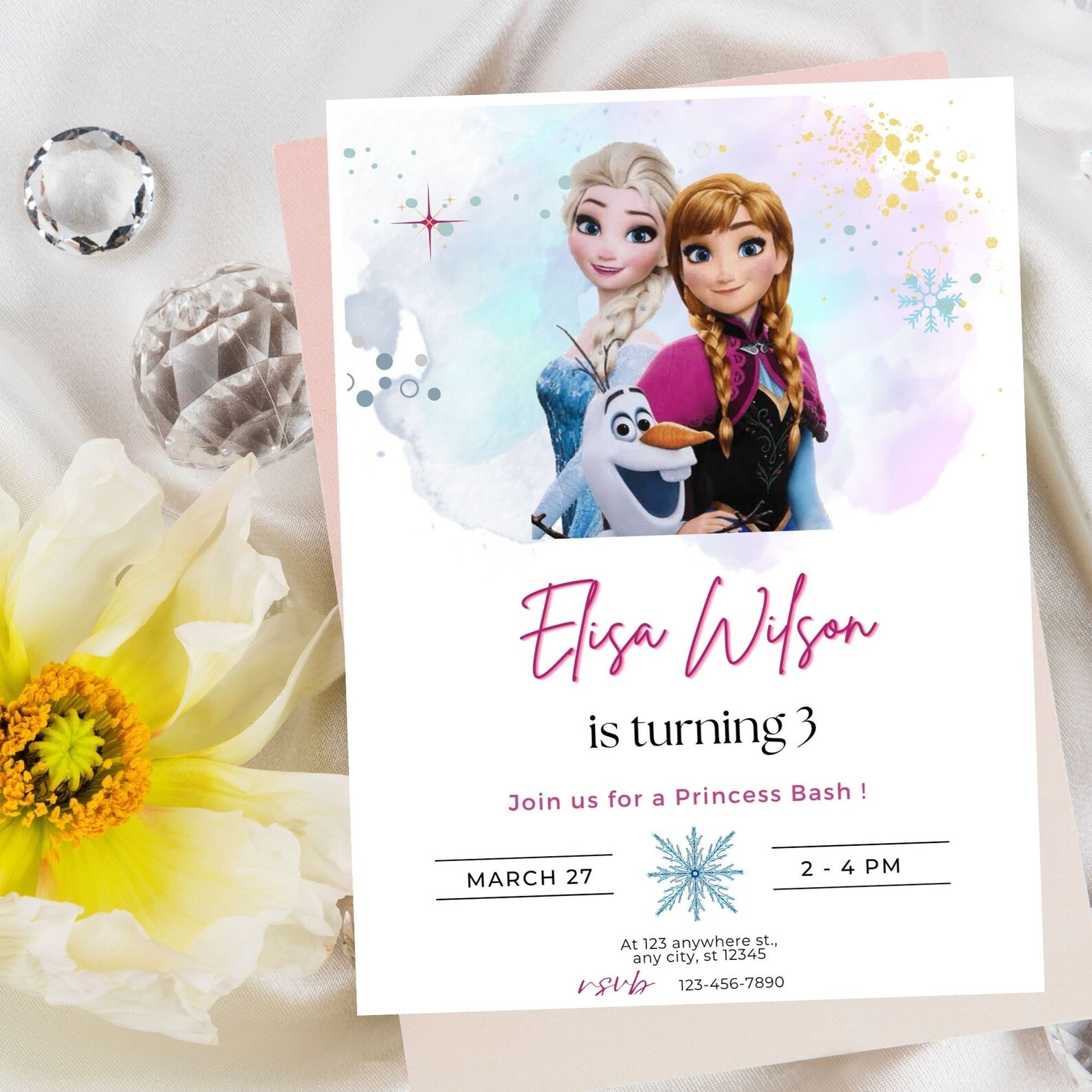 Princess Birthday, Princess Anna Invite, Olaf Frozen Birthday ...
