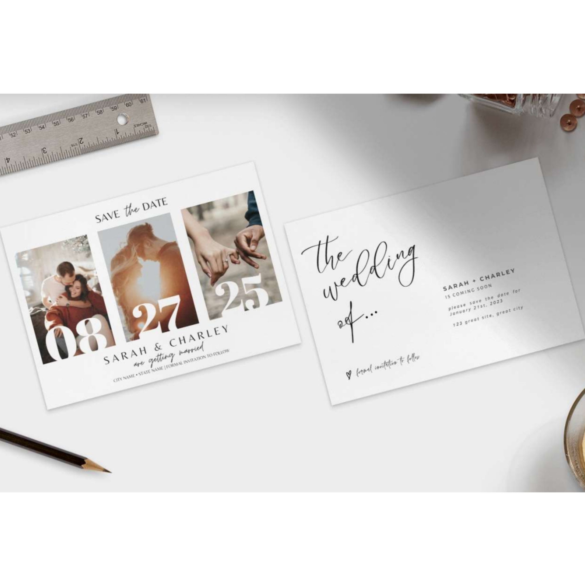 Save the Date Digital Template Photo Collage, Save the Date Card With ...
