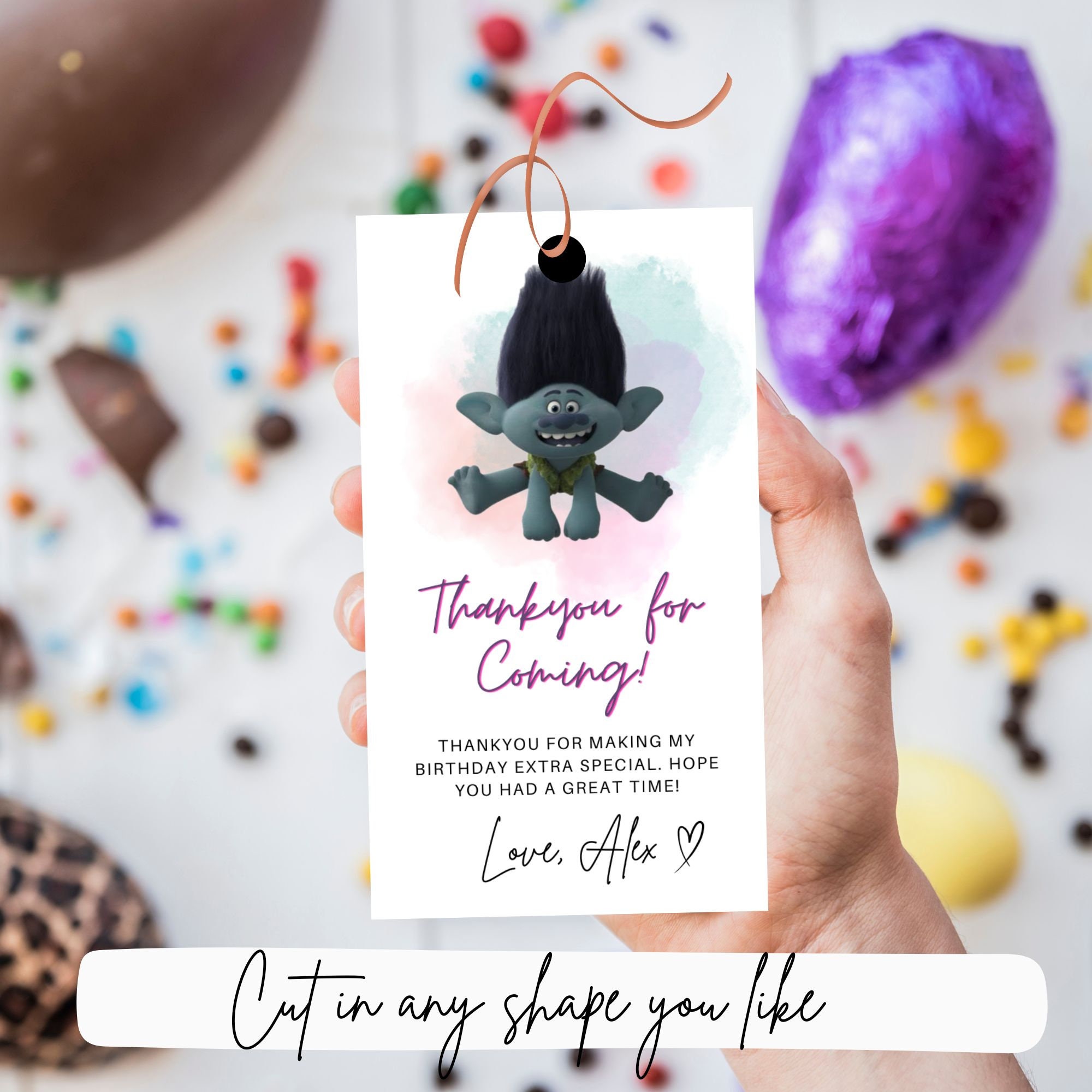 Branch Trolls, Trolls Birthday Thank You Tags Party Favor Trolls ...