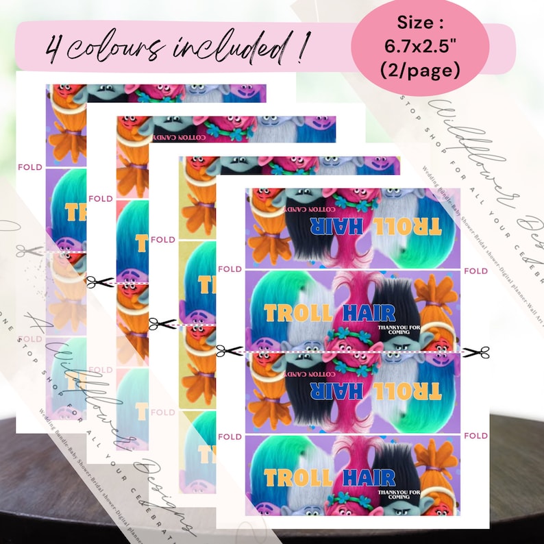 Trolls Birthday Party Favors, Trolls Cotton Candy Label, Treat Bag ...