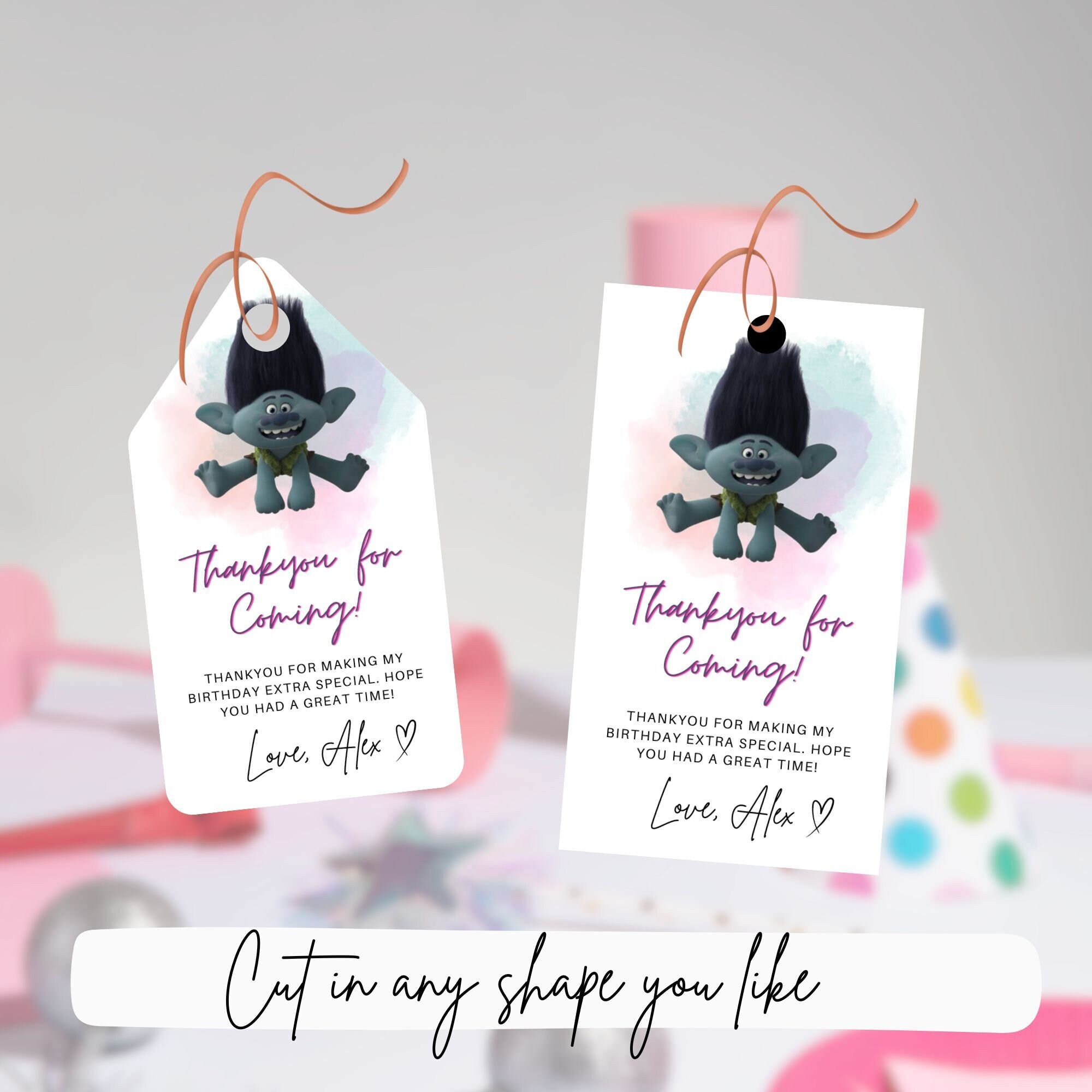Branch Trolls, Trolls Birthday Thank You Tags Party Favor Trolls ...