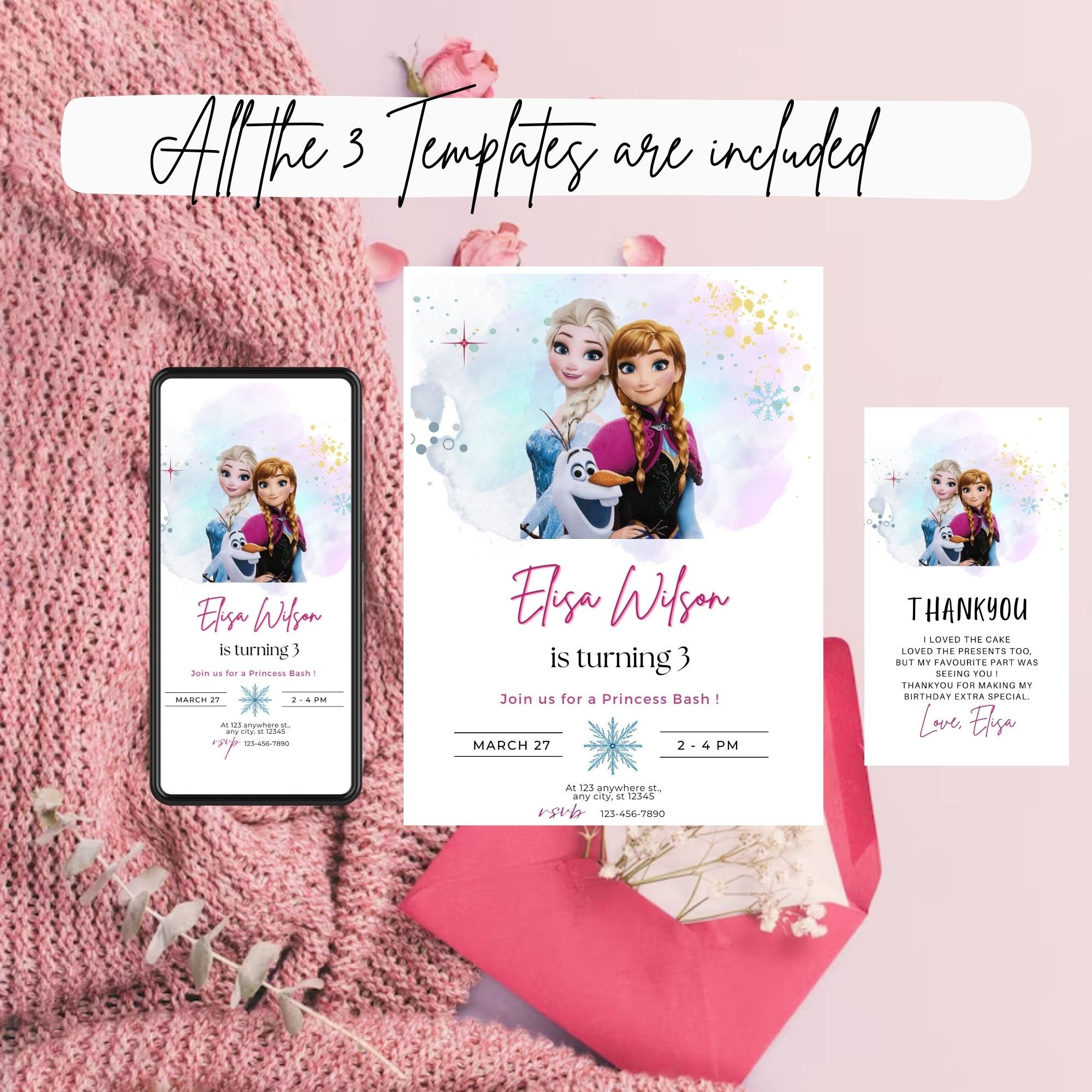 Princess Birthday, Princess Anna Invite, Olaf Frozen Birthday ...