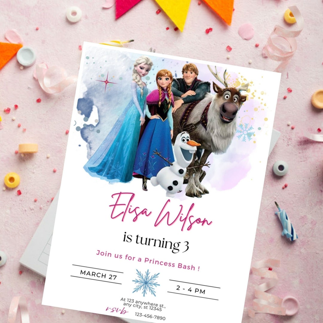 Frozen Birthday Invitation, Princess Elsa Evite, Princess Birthday ...