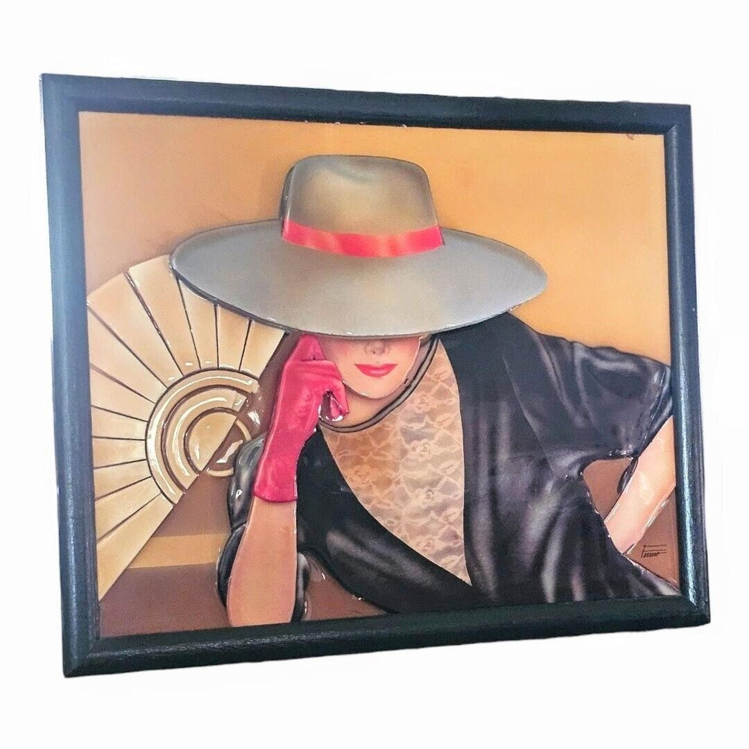 Ferraro Vintage 3D Vinyl Plastic 80s Glam Girl Art Y2K Popretro Signed ...