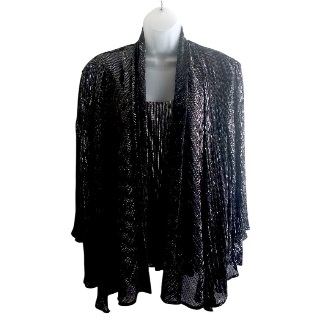 RM Richards Woman Crinkled Black Silver Jacket Faux Camisole Plus Sz 3X ...