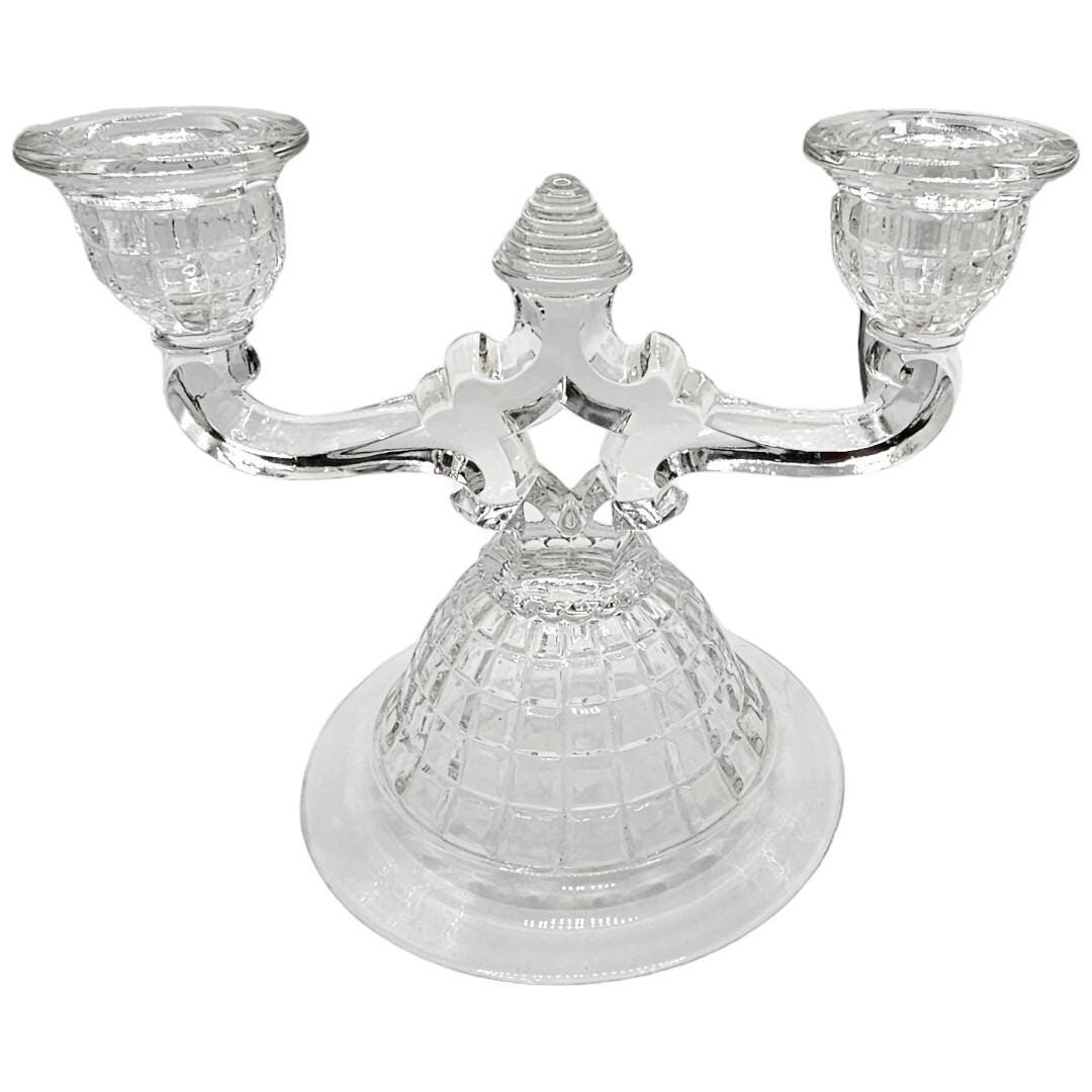 Victorian Clear by Heisey Double Taper Candlestick - Vintage MCM Home ...