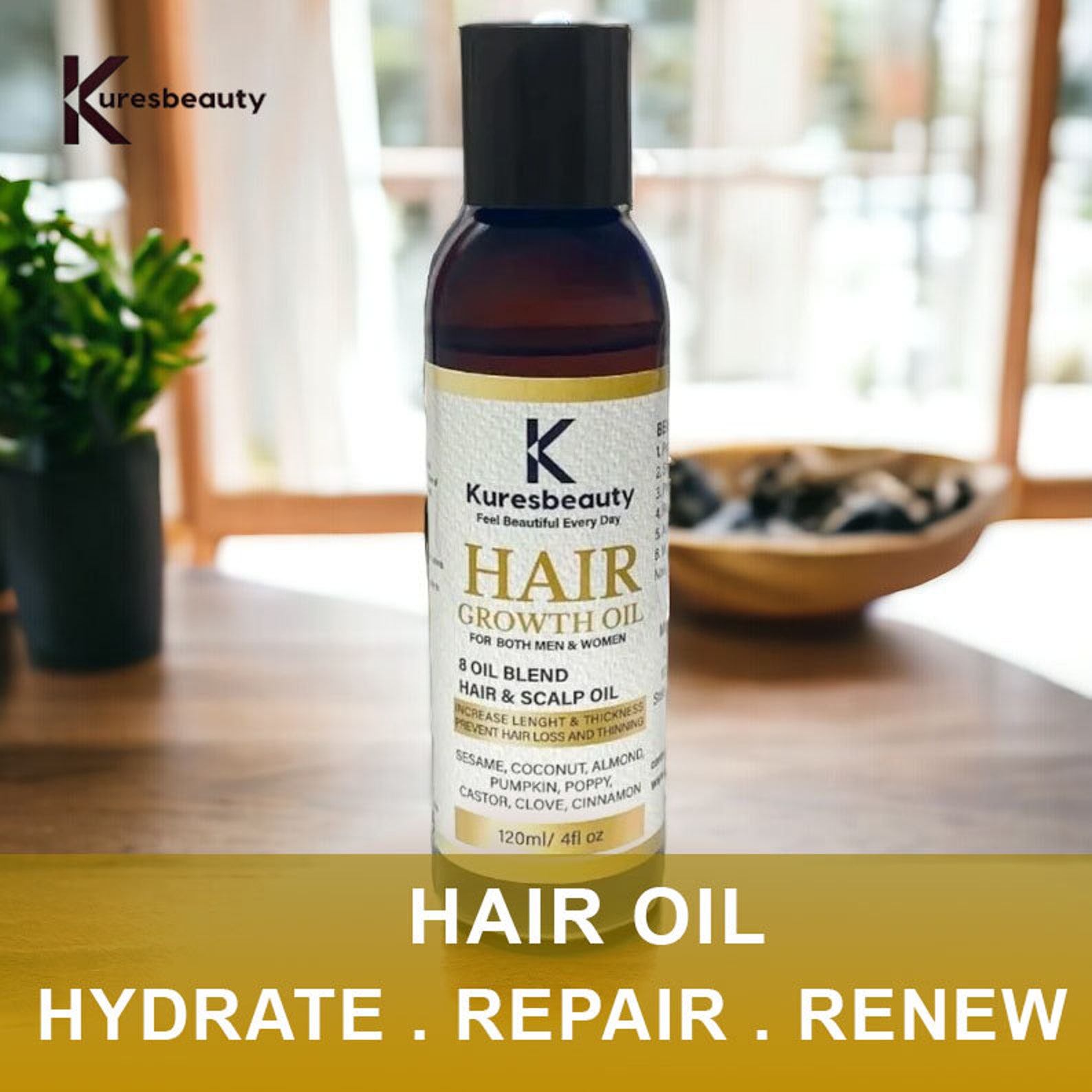 Kures Beauty Extra Strength Hair Growth Oil | Hair Oil for Hair ...