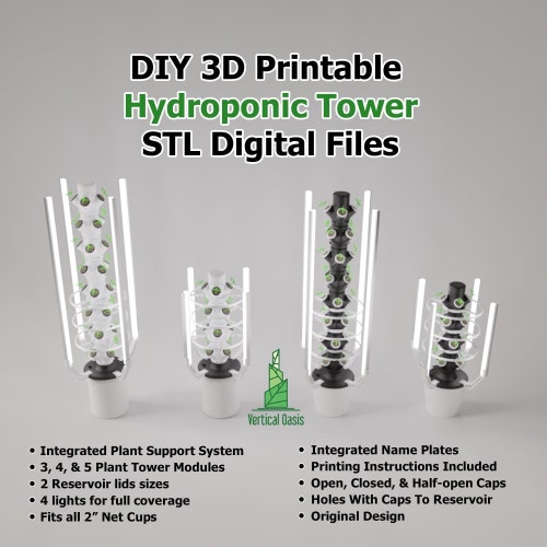 DIY 3D Printed Hydroponic Tower Digital Files - Etsy