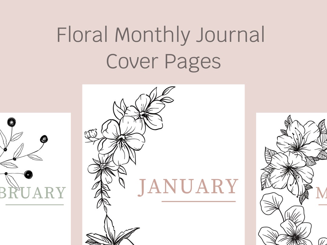 Floral Colouring Journal Monthly Covers Templates in Letter Size - Etsy