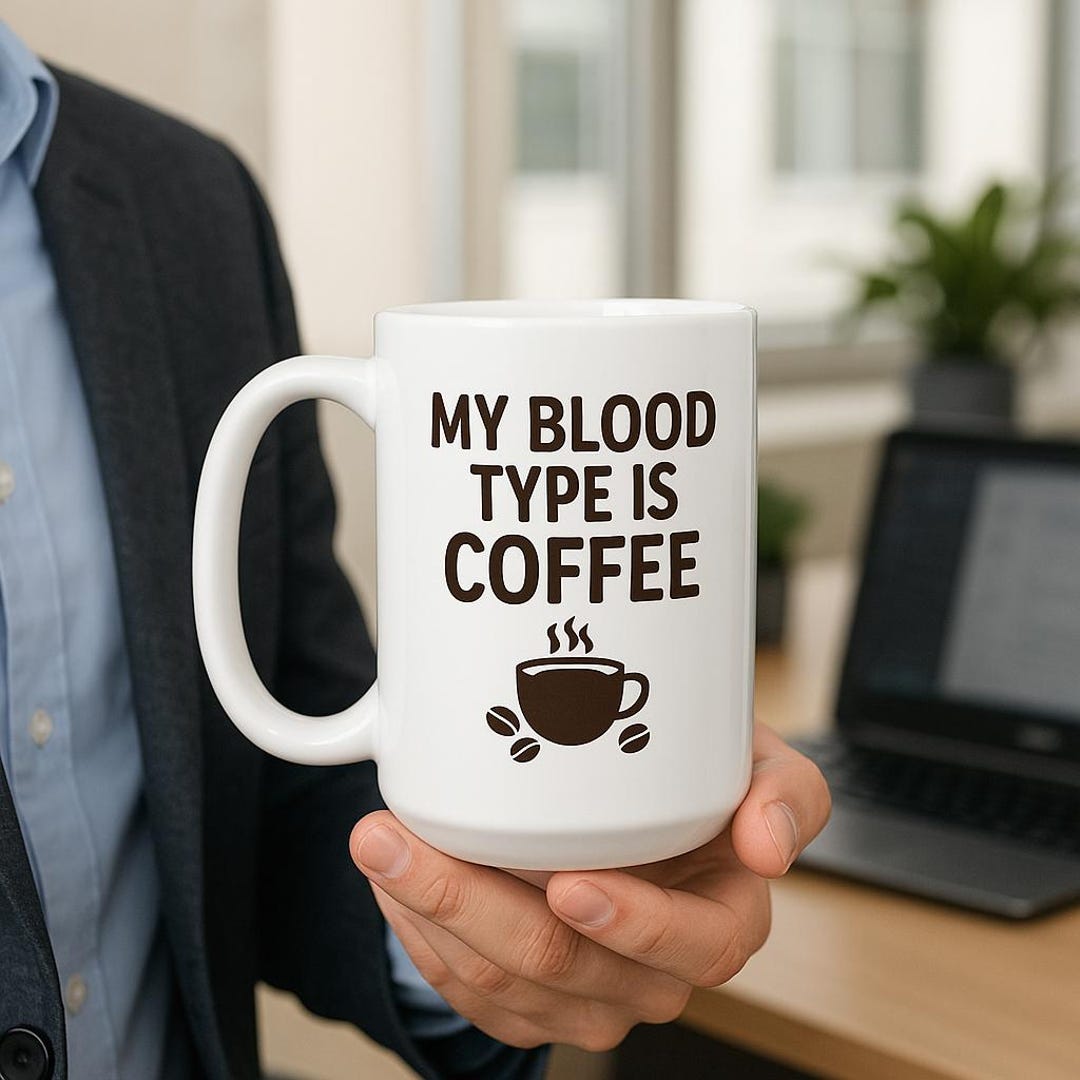 Coffee Mug, My Blood Type is Coffee, Funny Caffeine Lover Gift, Office ...