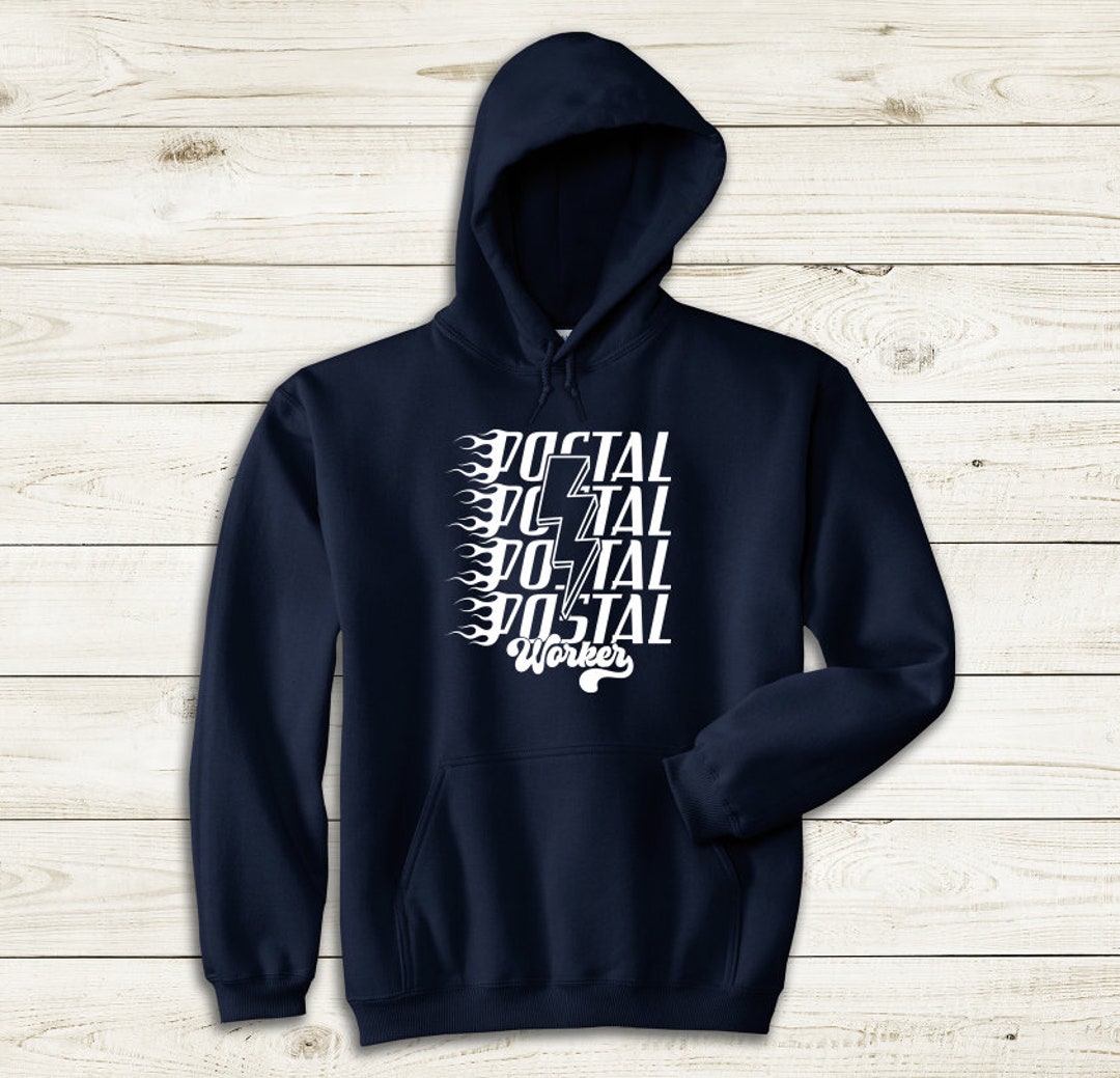 USPS- Hoodie Thunder Bolt White, Postal Worker, Post Office, Mail ...