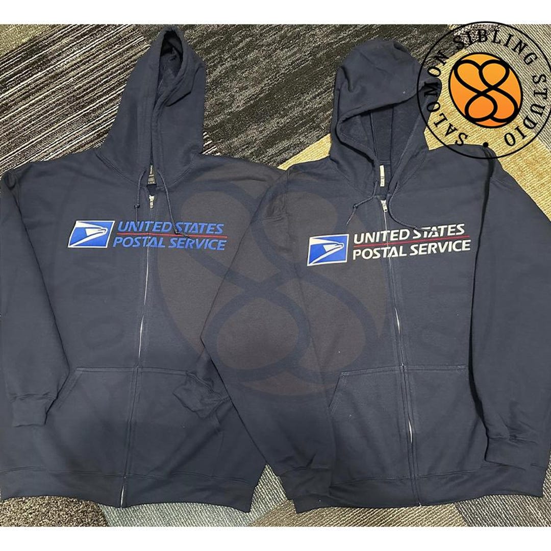 USPS Full-zip Texture Postal Logo Hooded Sweatshirt, Postal Worker ...
