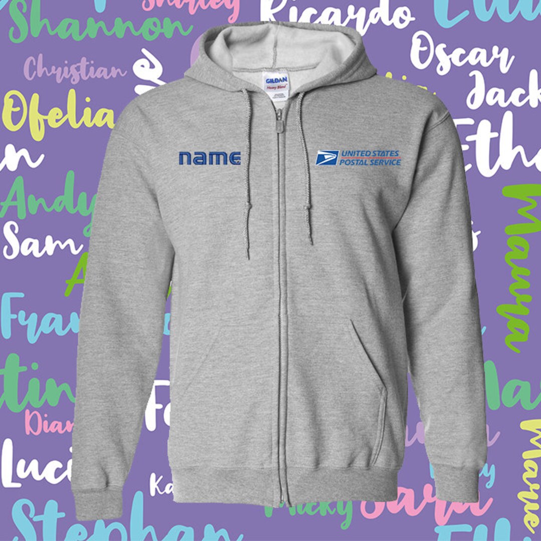 USPS Personalized Name Full-zip Hooded Sweatshirt Embroidery Logo and ...