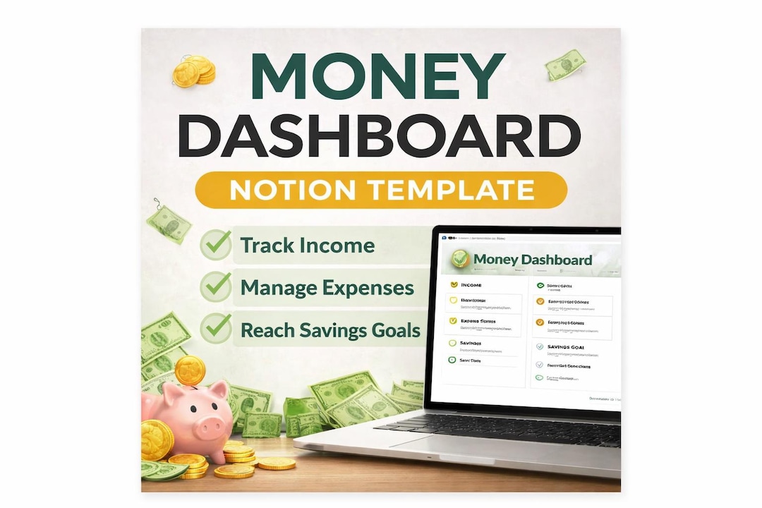 Notion Money Dashboard Template | Budget Planner, Expense & Income ...