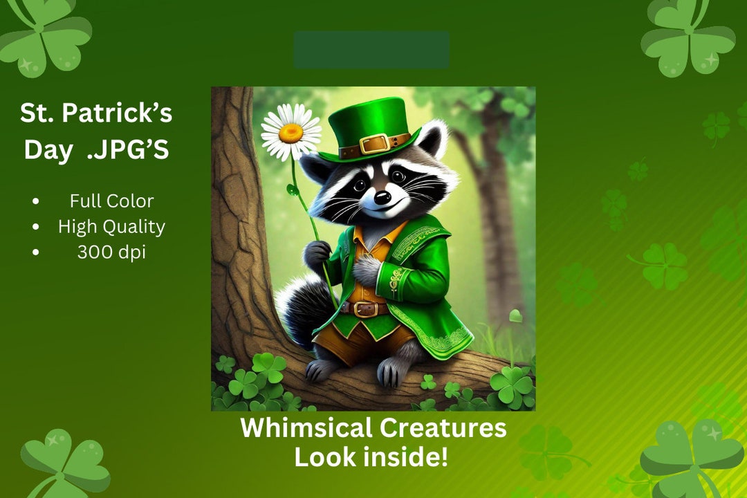 St. Patrick Day Critters! Cute Frog, Raccoon, Mouse, Leprechaun and ...