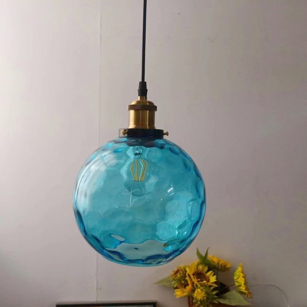 Blue Glass Pendant Light - Etsy