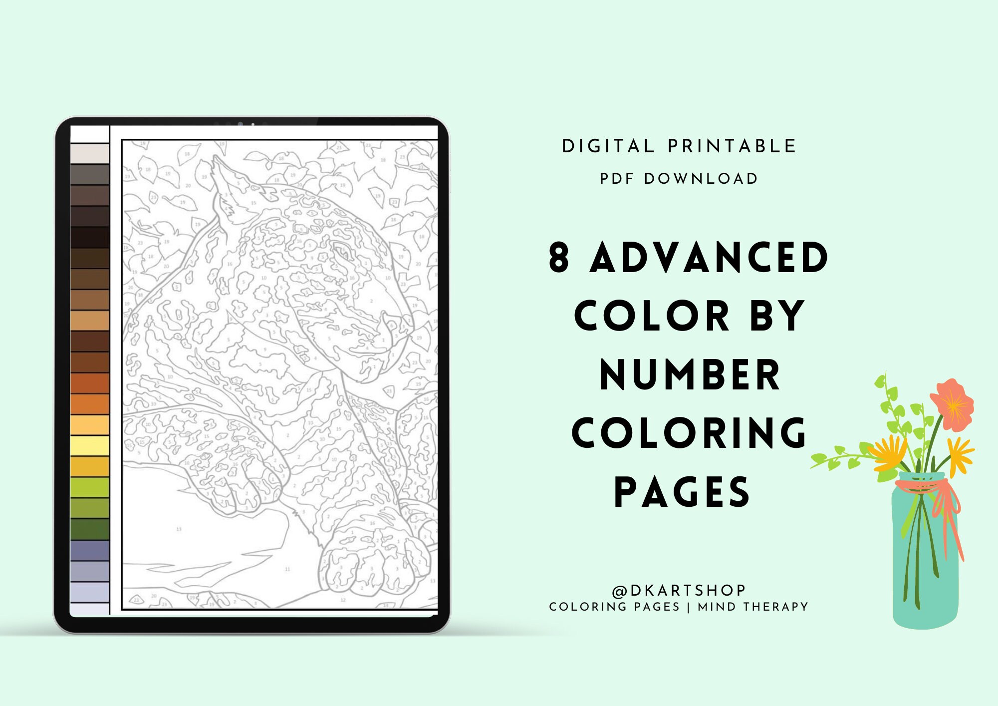 8 Advanced Color by Number | Coloring Pages | Color Therapy - Etsy