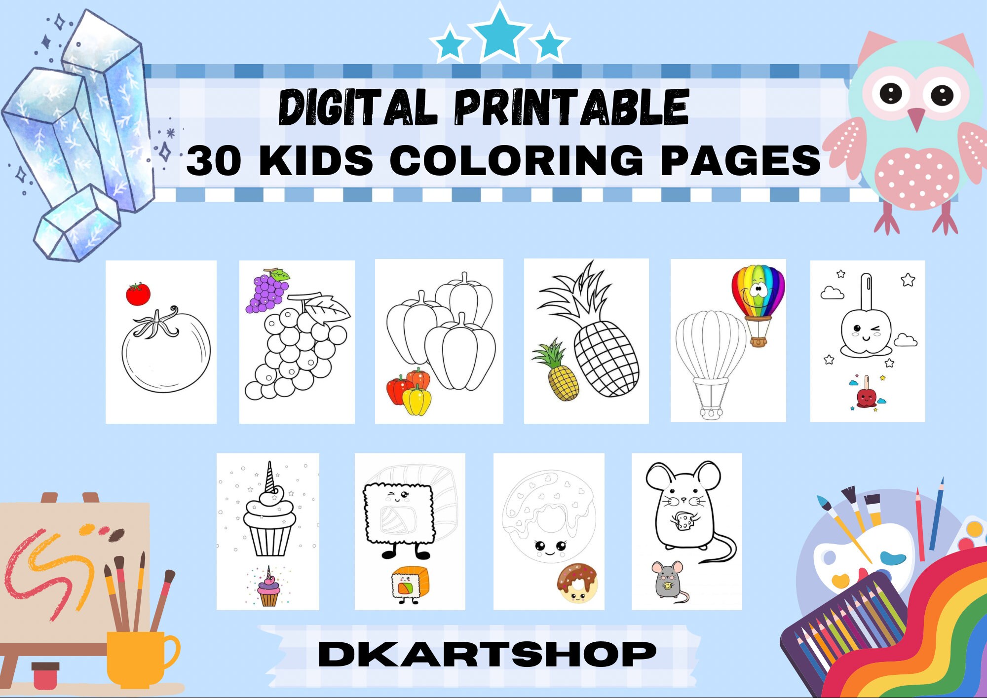 30 Kids Coloring Pages | Follow the Colour Image | Color Therapy - Etsy
