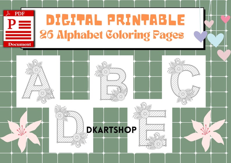 26 Alphabets Coloring Pages - Etsy